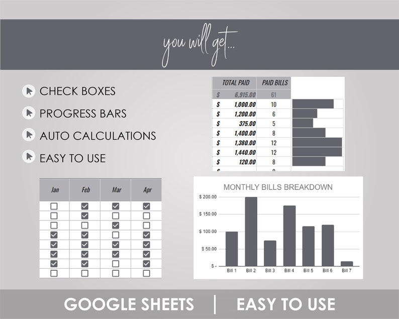 Bill Tracker: Comprehensive Google Sheet Template | Monthly Expense ...