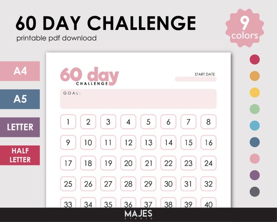 60 Day Challenge Routine Tracker Fitness Workout Diet - Etsy