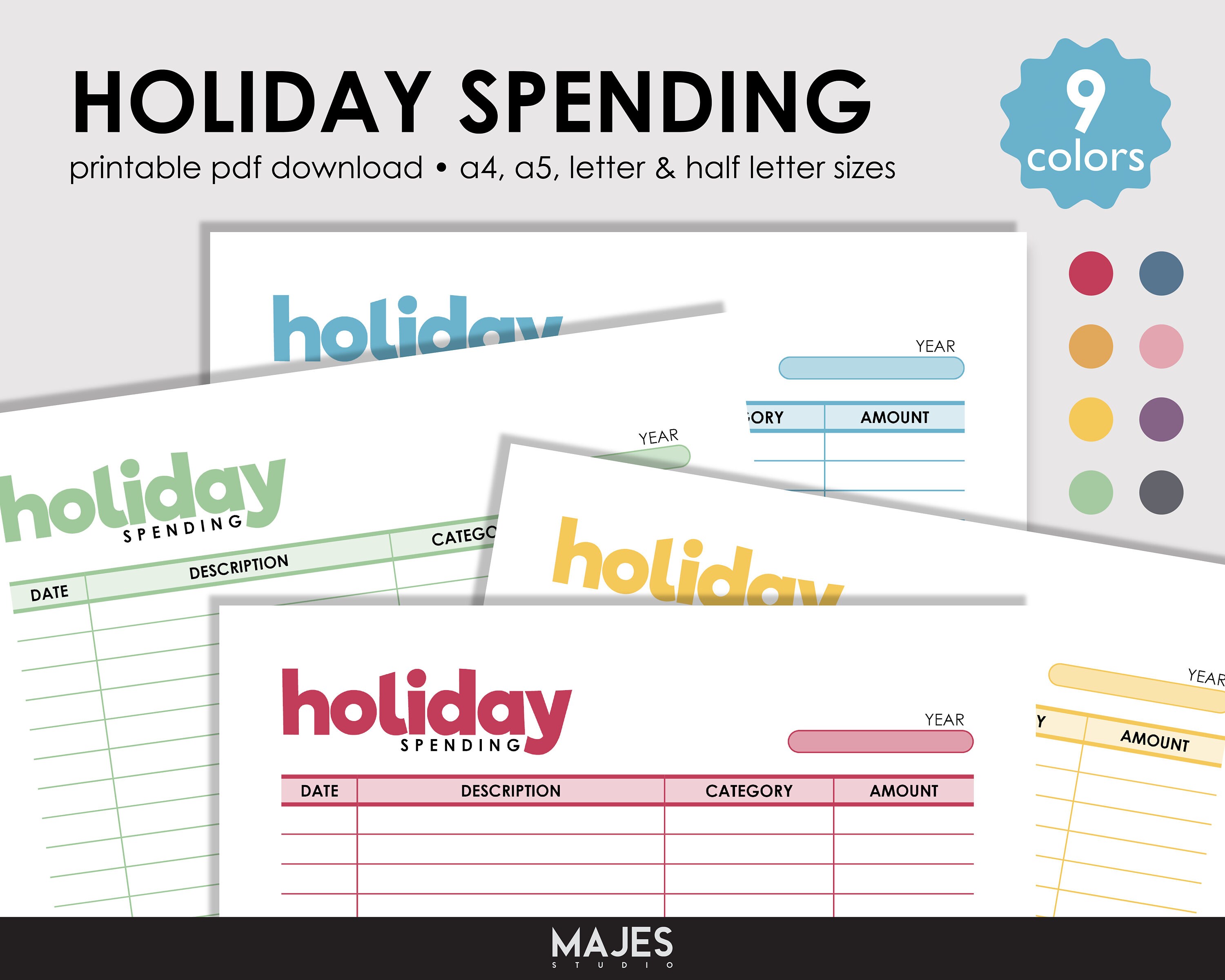 Holiday Spending Tracker, Printable Planner PDF, A4 A5 Letter Sizes - Etsy