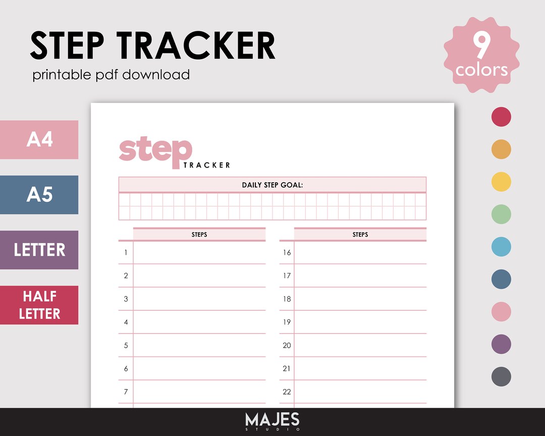 Daily Step Log, Monthly Step Counter, Daily Step Counter, Step Record ...