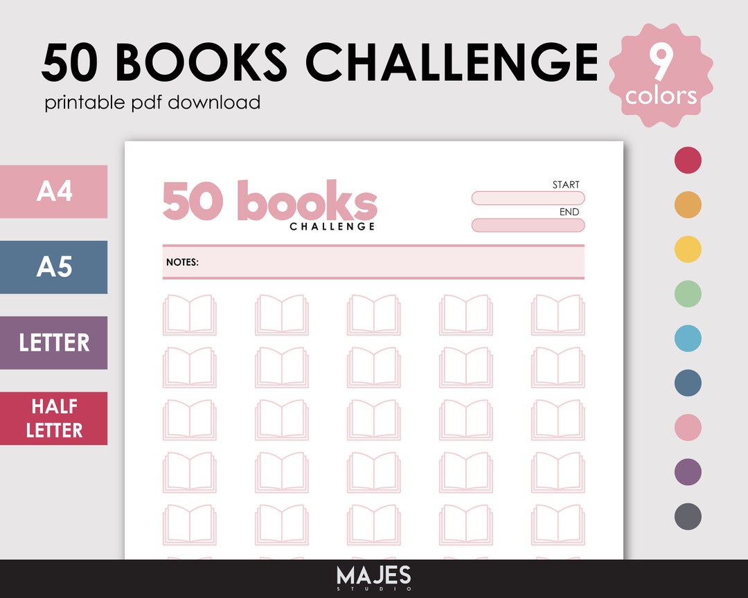50 Book Challenge, Reading Challenge, Reading Tracker, Book Challenge ...