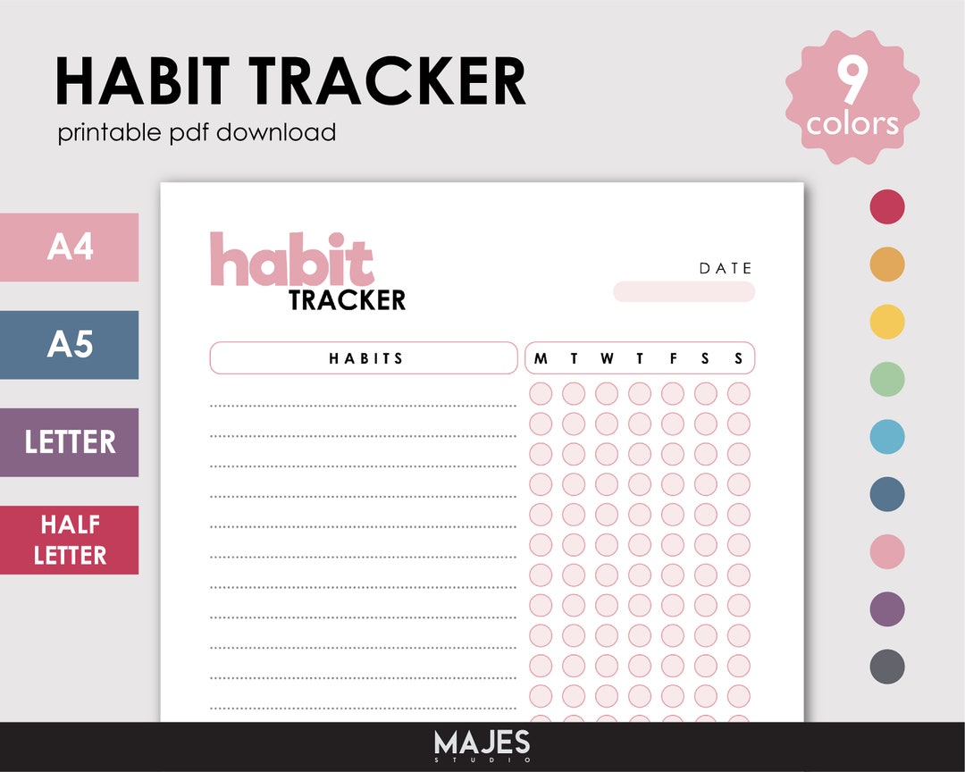 Fillable Habit Tracker, Routine Planner, A4 A5 Letter Sizes (PDF) - Etsy