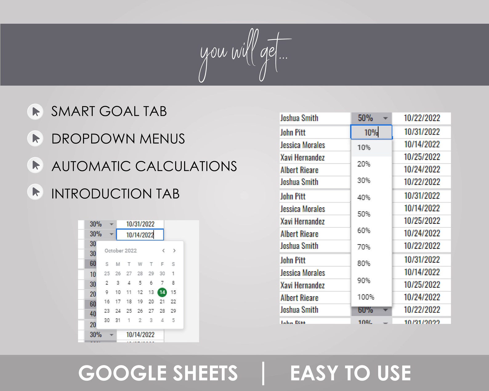 Smart Goal Planning, Smart Goal Bundle, Google Spreadsheet, Google ...