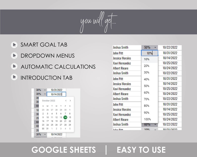 Smart Goal Planning, Smart Goal Bundle, Google Spreadsheet, Google ...