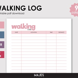 Step Log Template, Running and Walking, Health Planner Sheet, Fitness ...