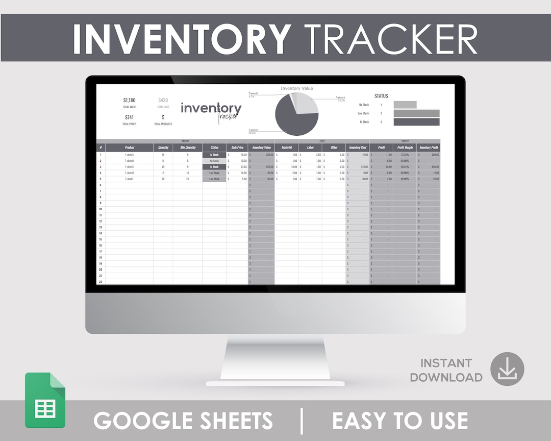 Inventory Manager Tool: Google Sheet Inventory | Stock Tracking ...