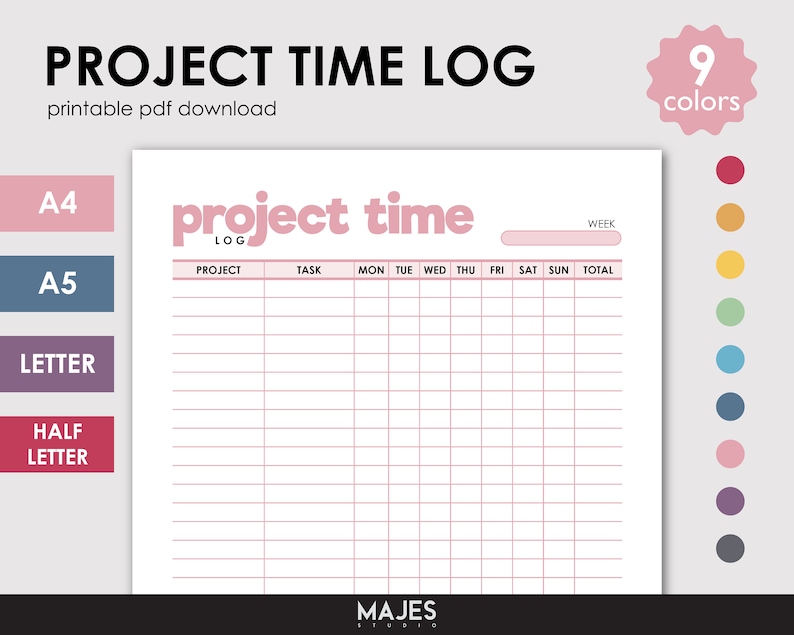 Project Time Log, Timesheet Template, Hours Worked, Time Tracking, Excel Template, Time Tracker ...