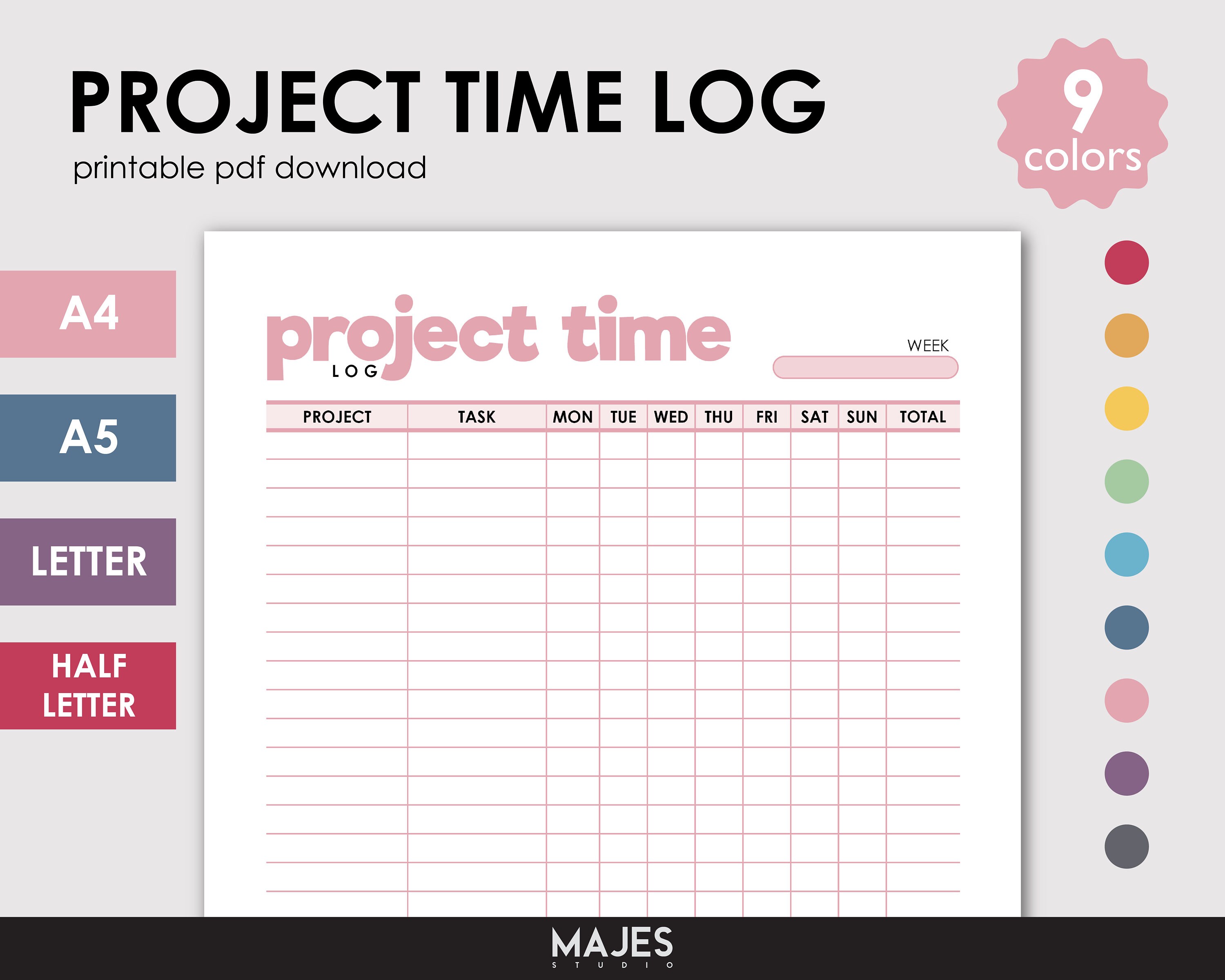 Project Time Log, Timesheet Template, Hours Worked, Time Tracking ...