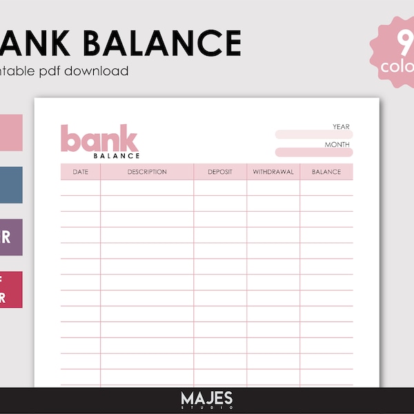 Bank Account Balance Tracker - Etsy
