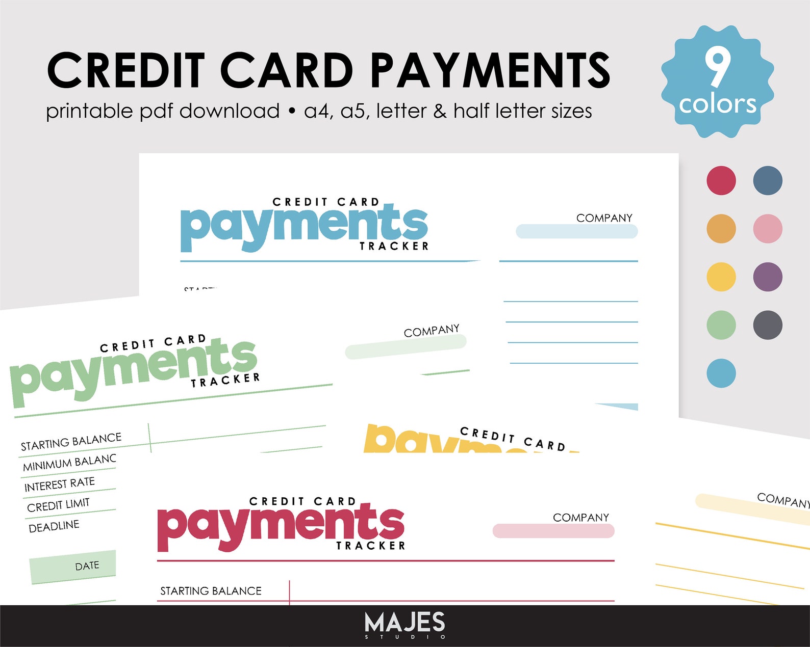 Credit Card Payment, Tracker Printable, Debt Payment, for Goodnotes ...