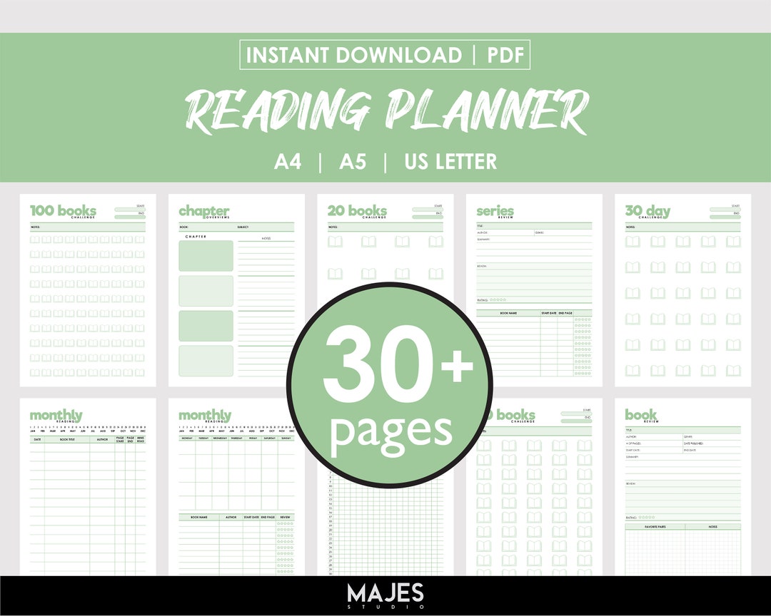 Reading Planner, Reading Journal, Book Tracker, Reading Log, Printable ...