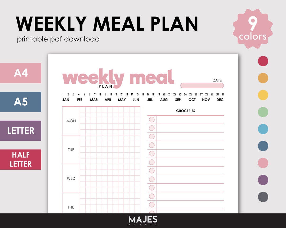 Weekly Meal Planner, Daily Food Planner, Food Planner, Meal Planner ...