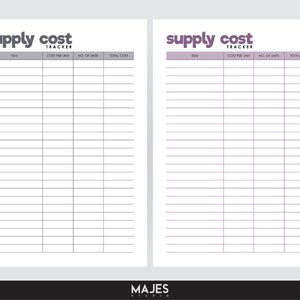 Supply Cost Tracker, Tracker Printable, Printable Planner, Client ...