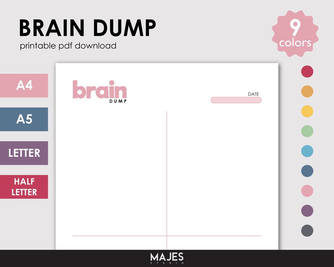 Brain Dump Printable, Brain Dump Notepad, Brain Dump Journal, Brain ...