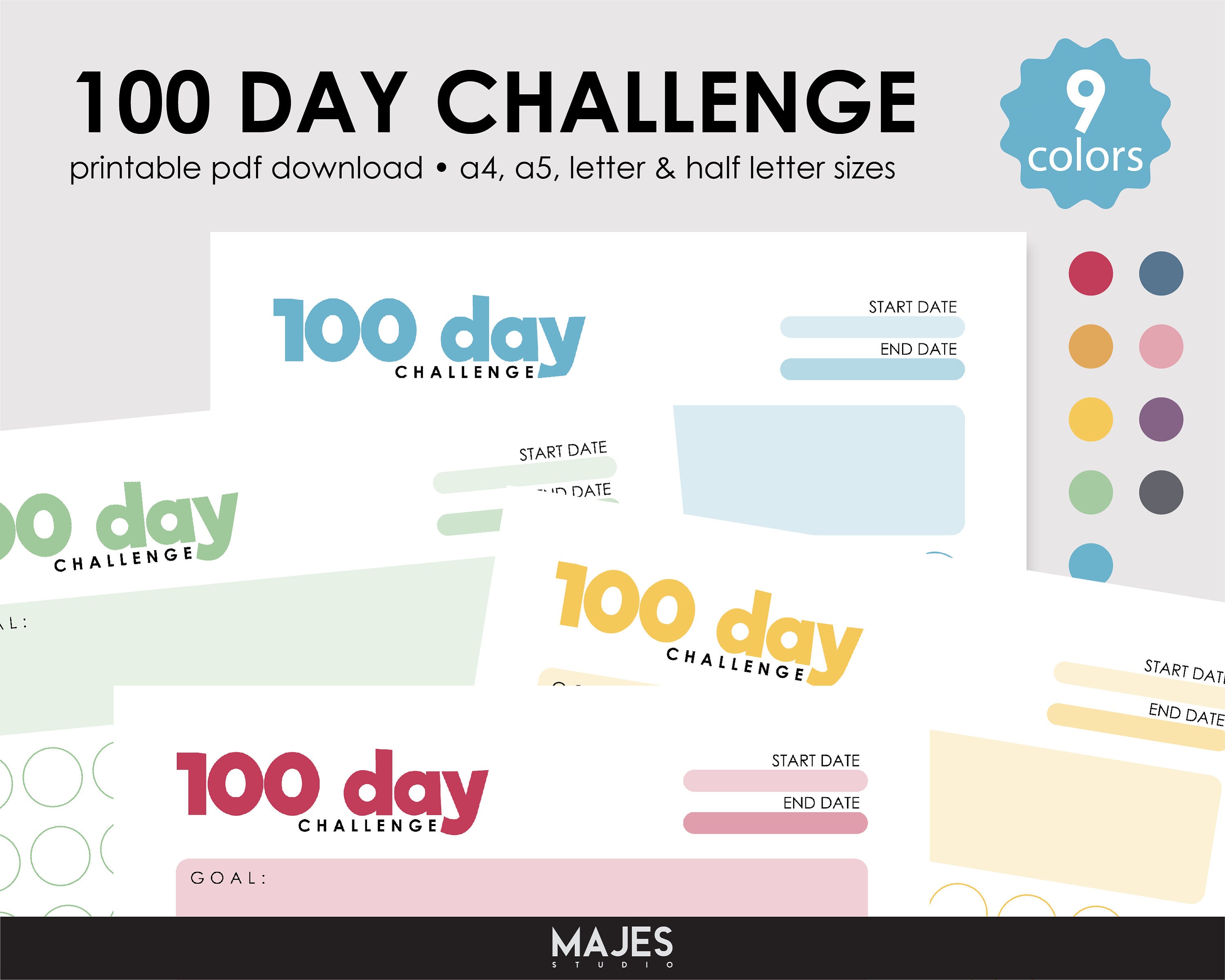 100 Day Challenge Challenge Tracker Fitness Challenge - Etsy