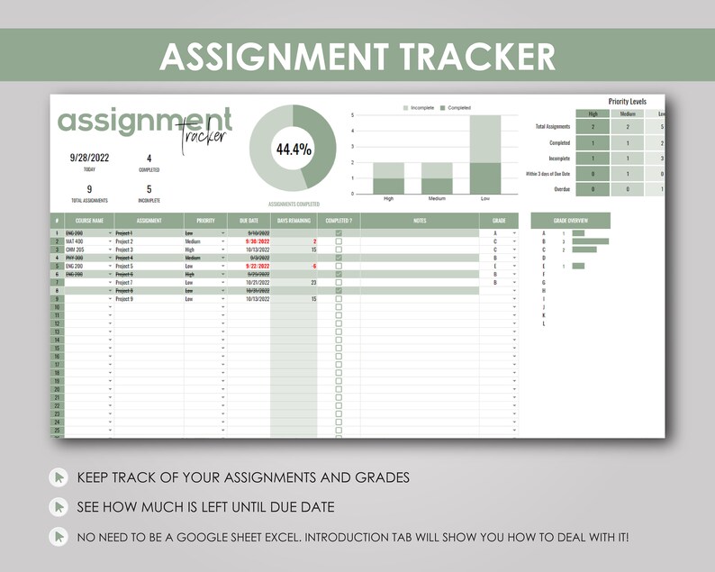 Assignment Tracker, Grade Tracker, Assignment Planner, Homework Tracker, Homework Planner ...