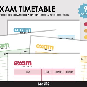 Exam Timetable, Exam Tracker, Timetable Printable, Study Printable ...