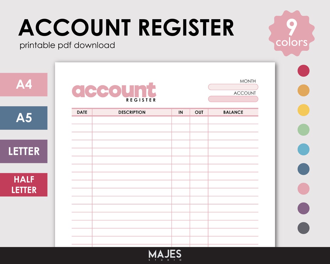 Checking Account Log, Planner Printable, Printable Planner ...