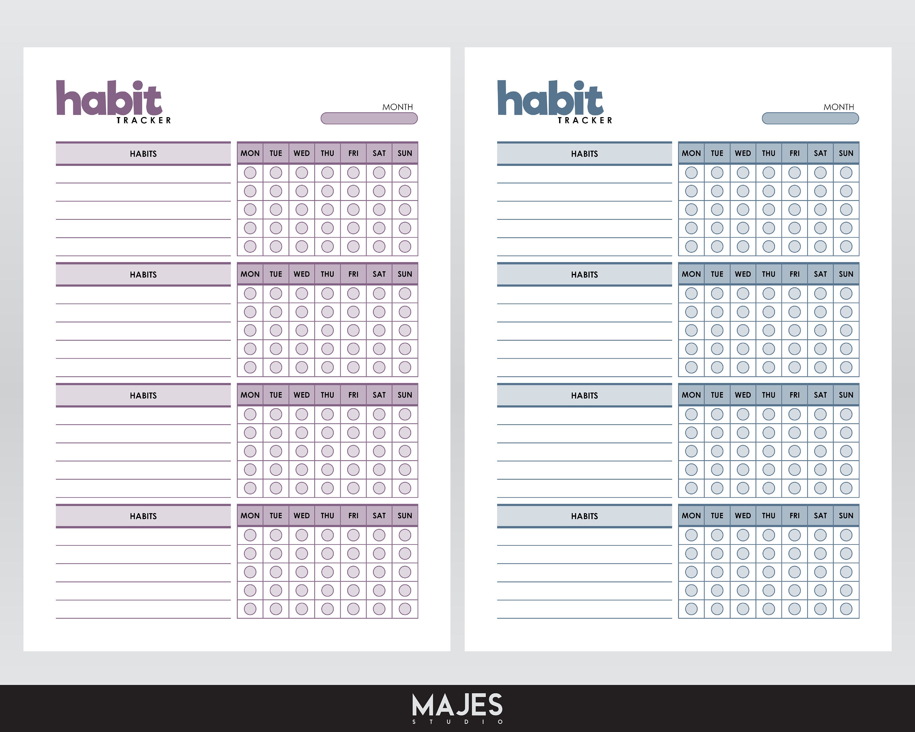 Habit Tracker Pdf Habit Tracker Template Fillable Routine - Etsy