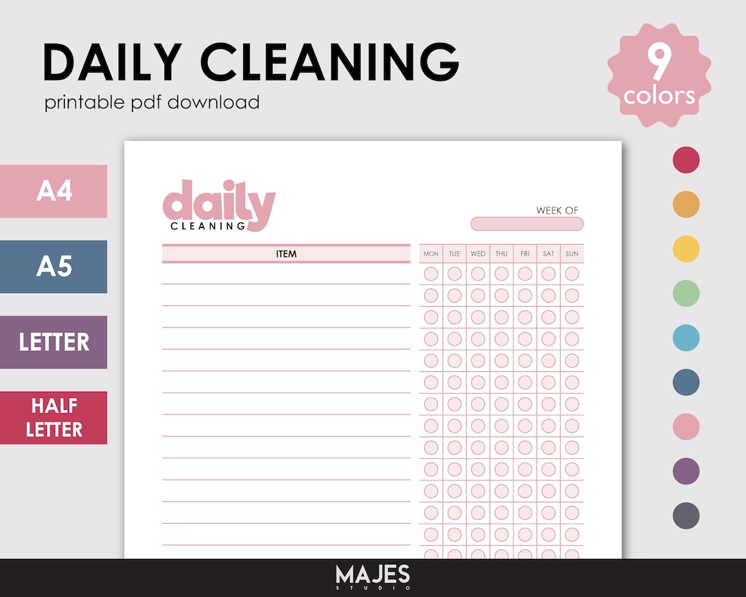 Daily Cleaning Log, Cleaning Planner, House Chore List, Cleaning ...