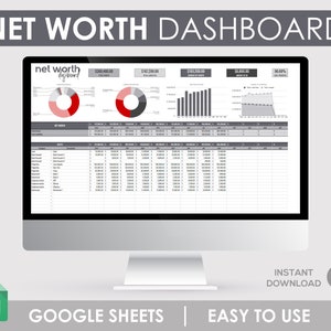 Net Worth Tracker, Net Worth Dashboard, Google Spreadsheet, Google ...