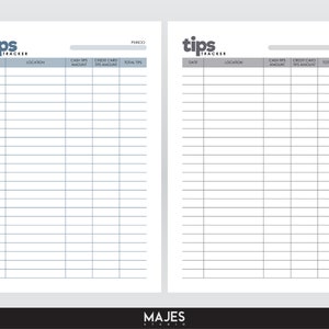 Tips Tracker, Gratuity Log, Waitress Server, Tax Forms, Claiming Your ...