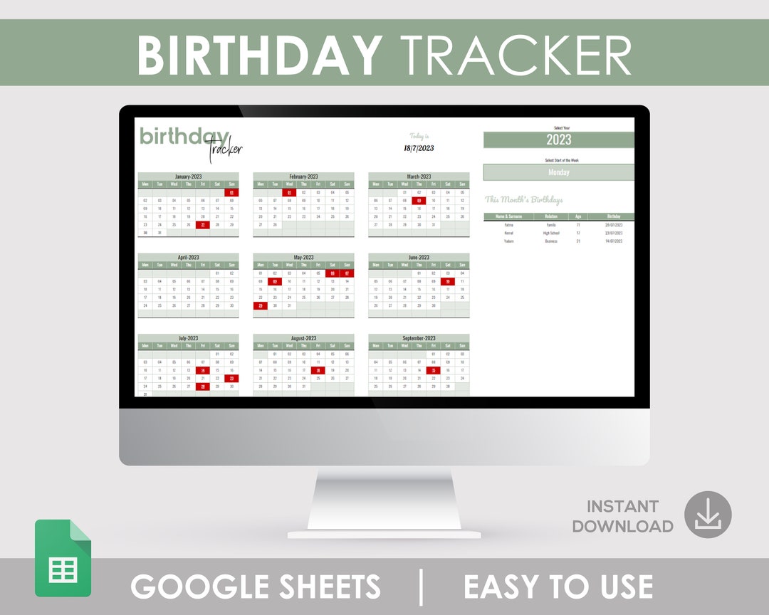 Birthday Management, Google Sheet Tool, Event Tracking, Reminder System ...