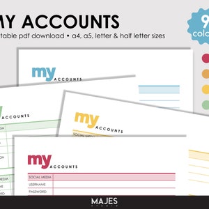 Account Organizer, Goodnotes Template, Digital Planner, Password Log ...