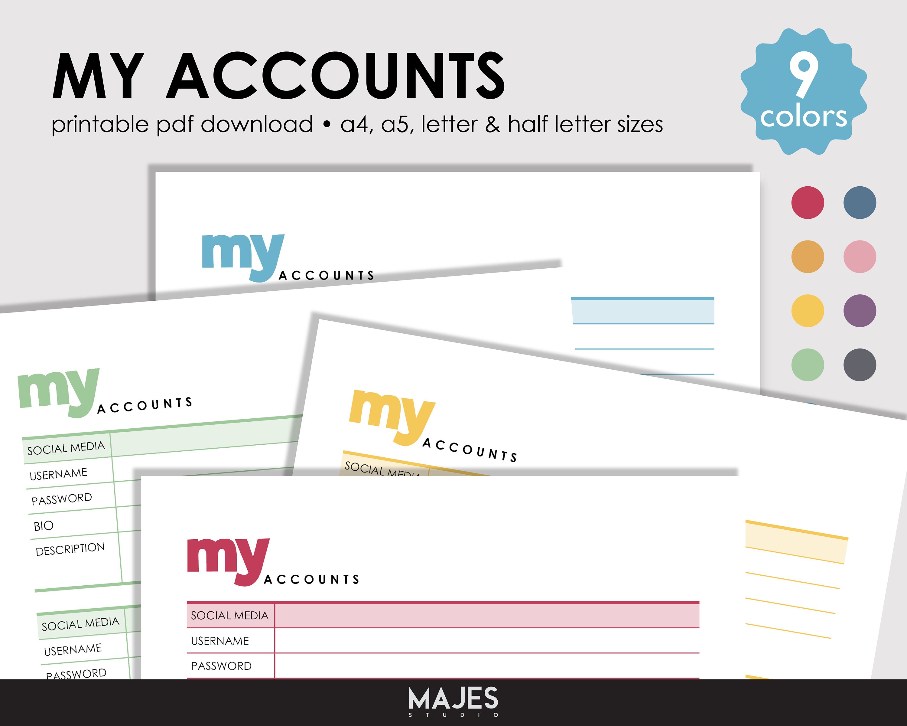 Account Organizer Goodnotes Template Digital Planner - Etsy