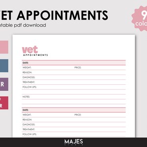 Vet Appointment Log, Pet Medical History, Vet Visit Cost, Vet Visit Log ...