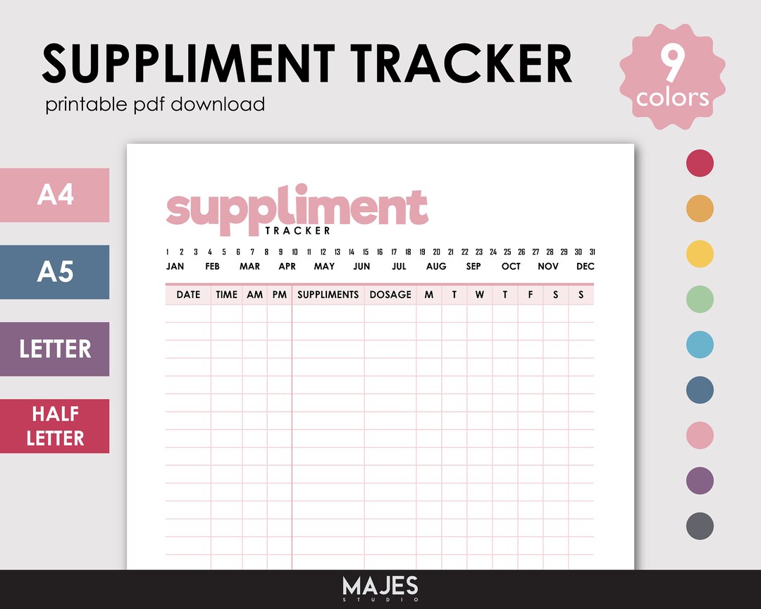Supplement Tracker, Vitamin Tracker, Fitness Tracker, Vitamin Reminder ...