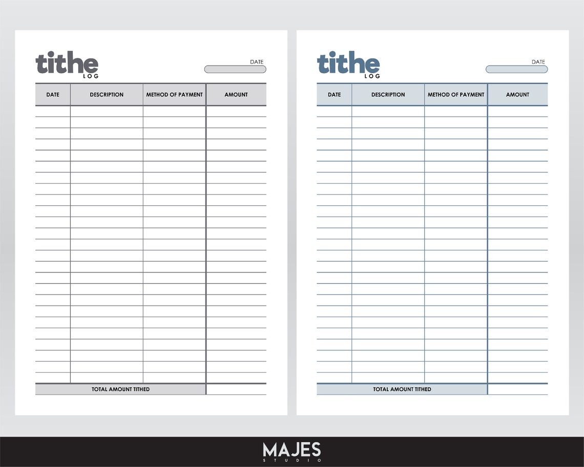 Tithe Log Tracker Calculations Printable Tithe Printable - Etsy