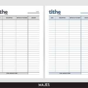 Tithe Log Tracker, Calculations, Printable Tithe, Printable Church ...