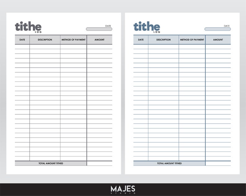 Printable Tithe Log Tracker, Church Donation Record (PDF) - Etsy