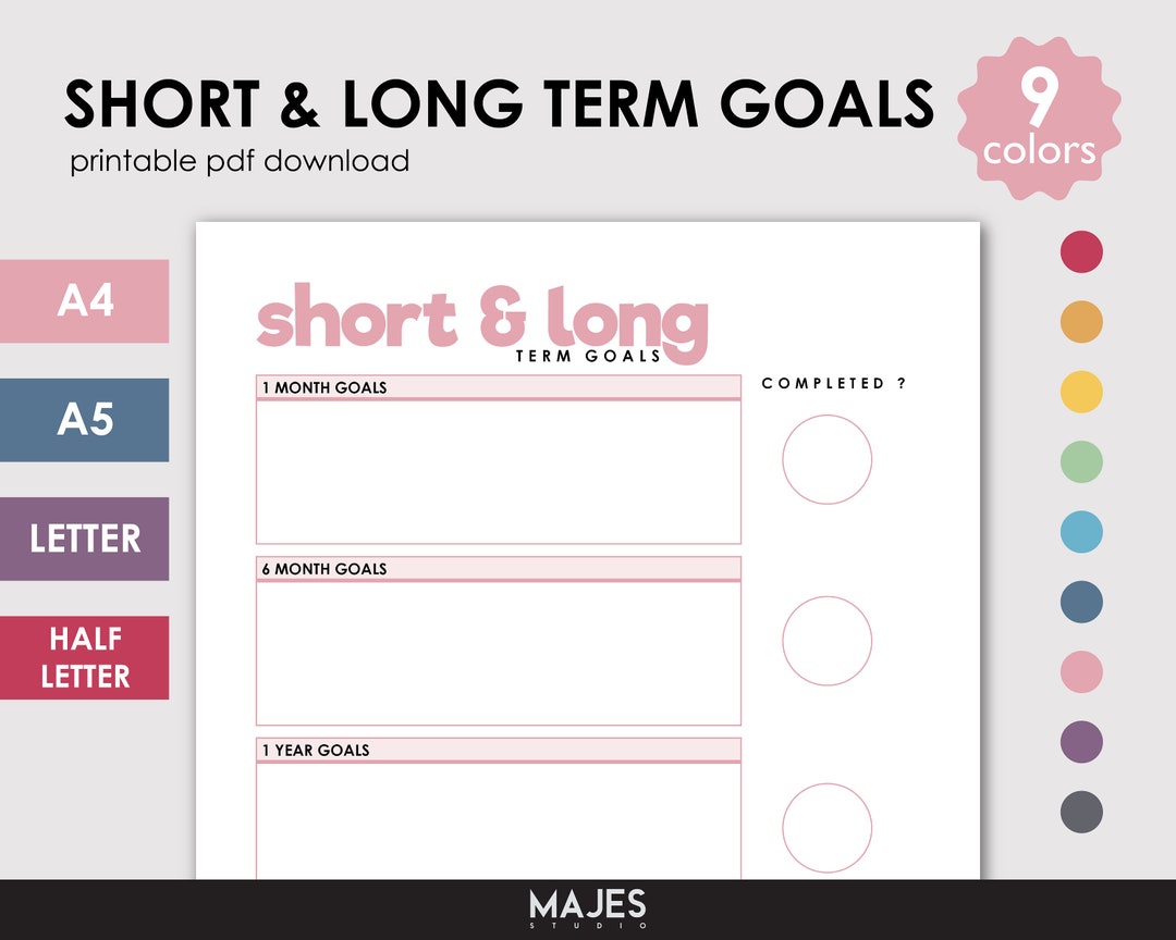 Long Term Goals, Life Vision Planner, Yearly Planner, 5 Year Goals ...