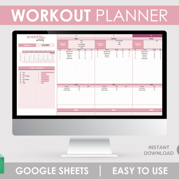Fitness Planner Spreadsheet - Etsy