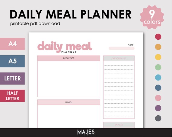 Meal Planner Pdf Grocery Printable Grocery Checklist Weekly - Etsy