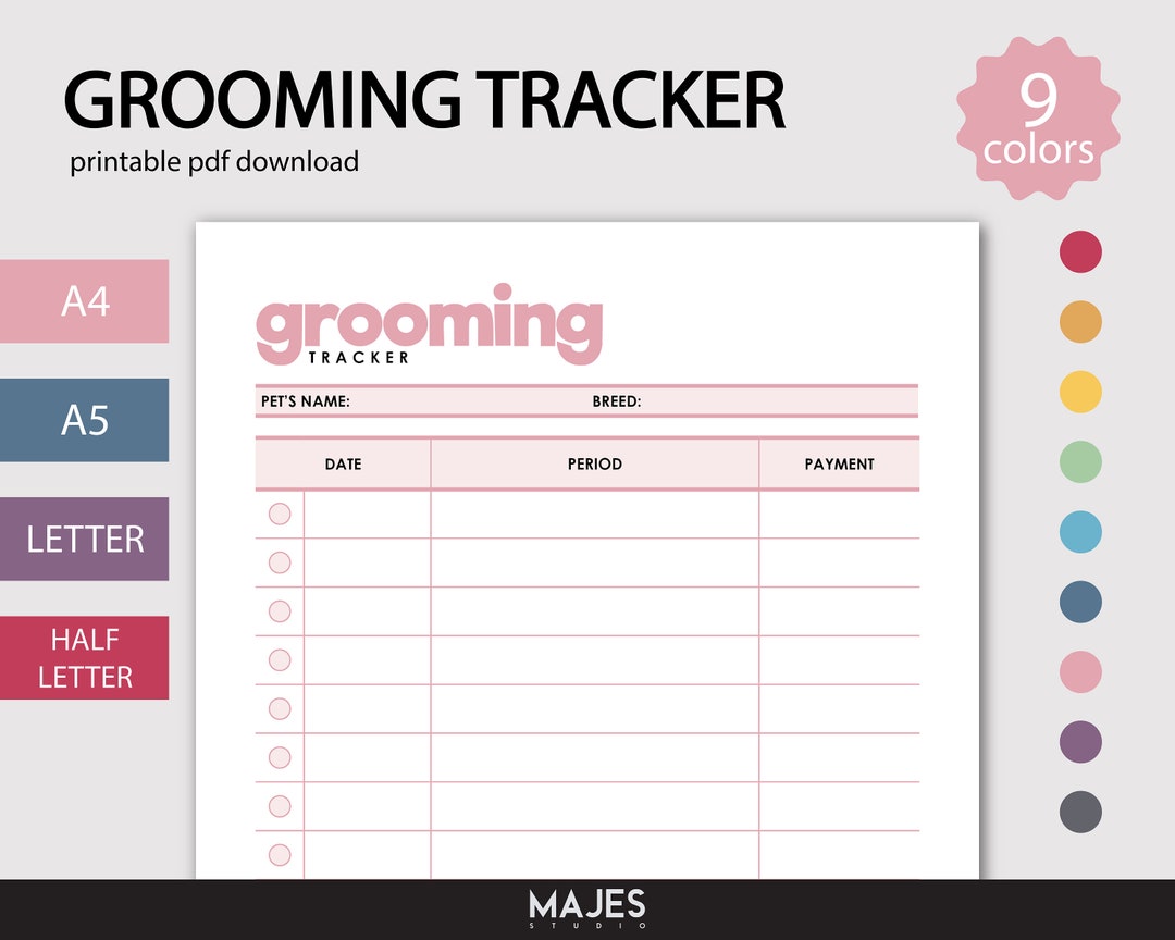Dog Grooming Planner, Care Schedule, Pet Health Care Log, Pet Grooming ...