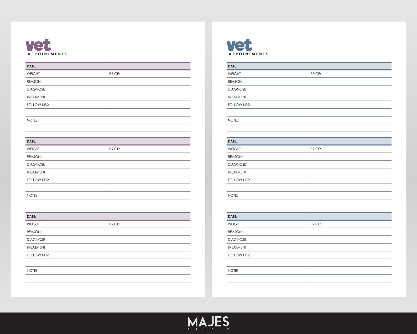 Vet Appointment Log Pet Medical History Vet Visit Cost Vet - Etsy