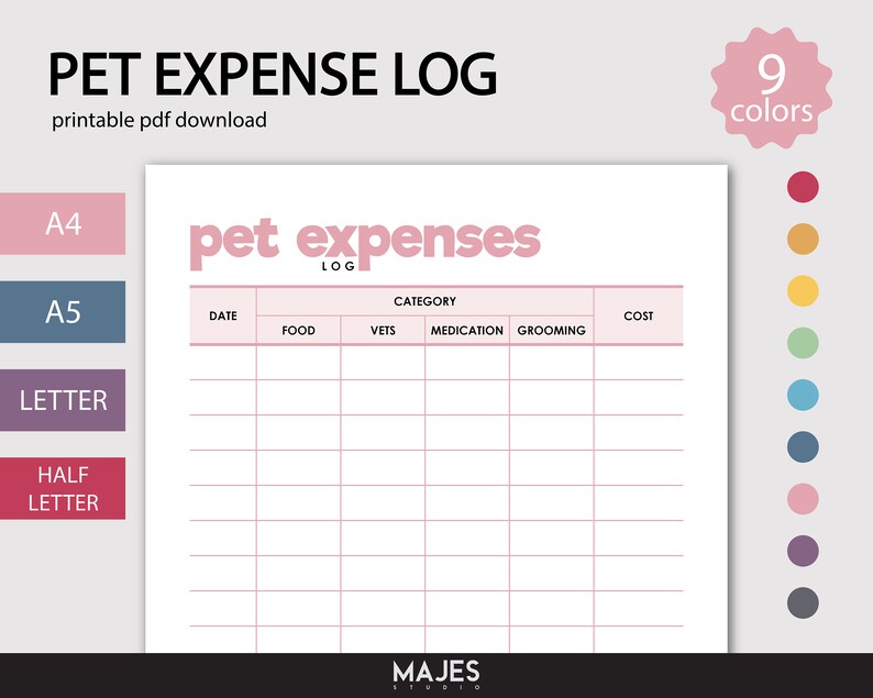 Pet Spending Log, Pet Expense Tracker (digital Download) - Etsy Canada