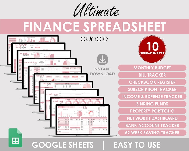 Google Sheets Finance Spreadsheet | Budget, Expense & Savings Tracker ...