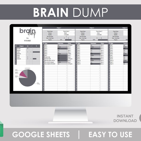 Brain Dump Template - Etsy