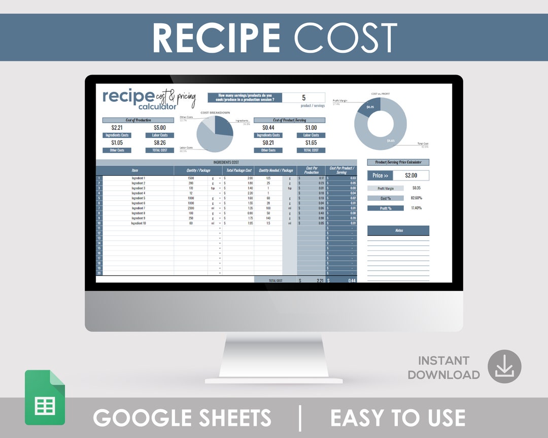 Recipe Cost, Baking Calculator, Recipe Calculator, Pricing Calculator ...