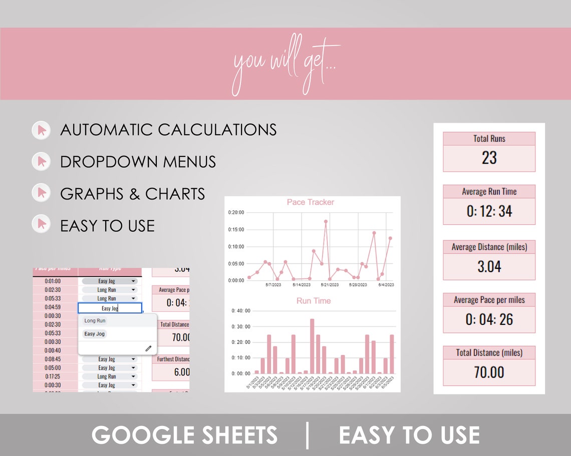 Running Log Sheet: Distance & Speed Tracker Google Sheet (digital ...
