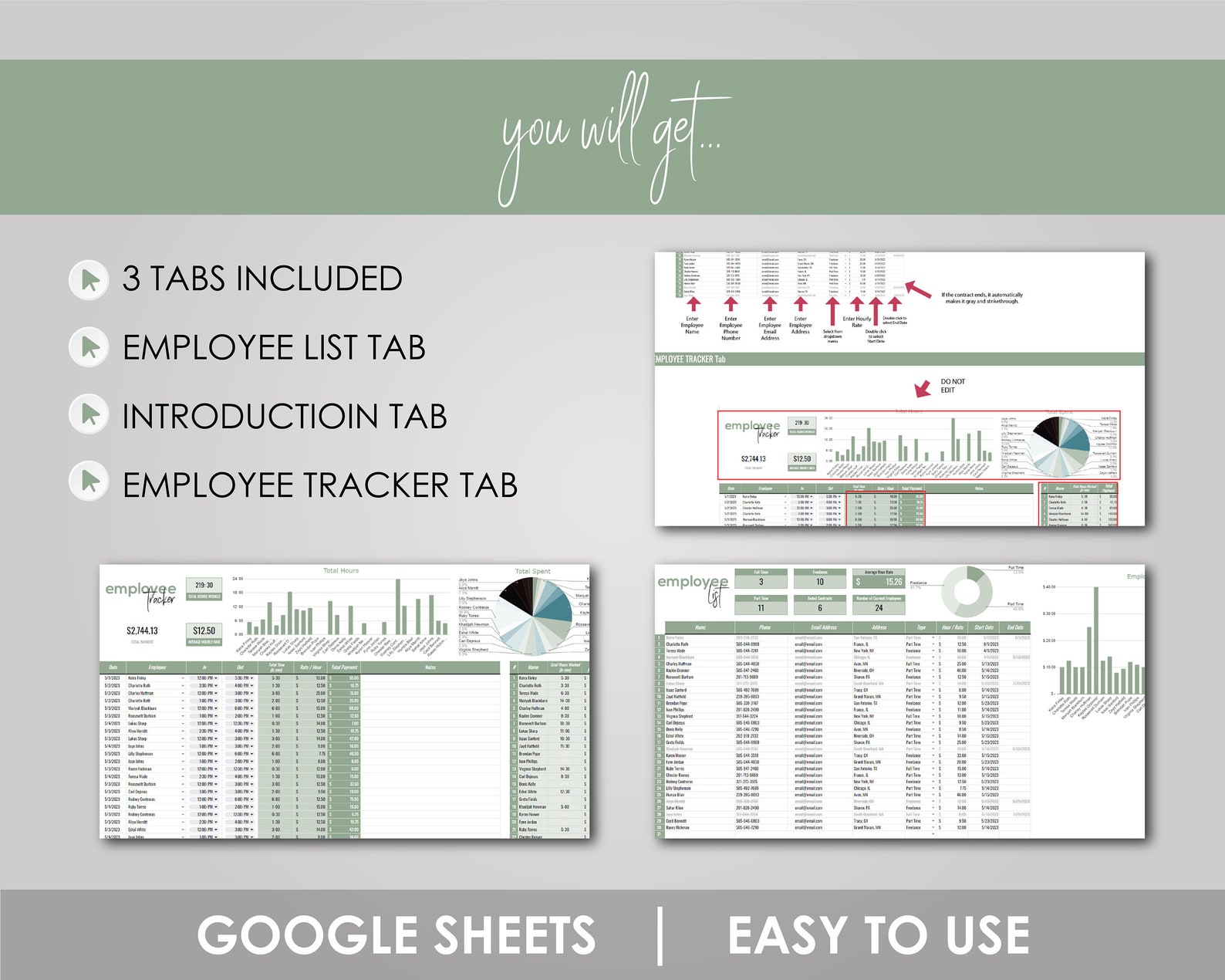 Employee Tracker, Payroll, Staff Payments, Budget (google Sheet ...