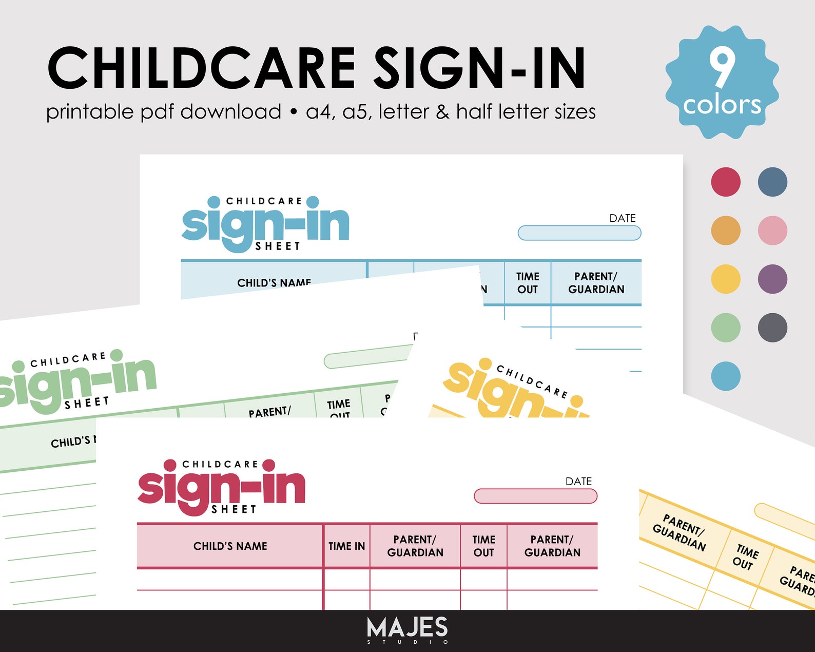 Childcare Sign In, Daycare Sign In, Sign in Template, Sign in Sheet ...