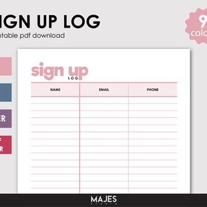Sign up Sheet, Event Sign Up, Sign up Template, Email Sign Up, Sign up ...