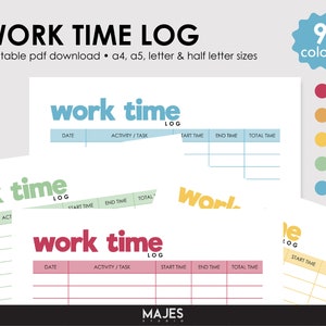 Work Time Tracker, Printable Time Log, Printable Work Log, Project Time ...