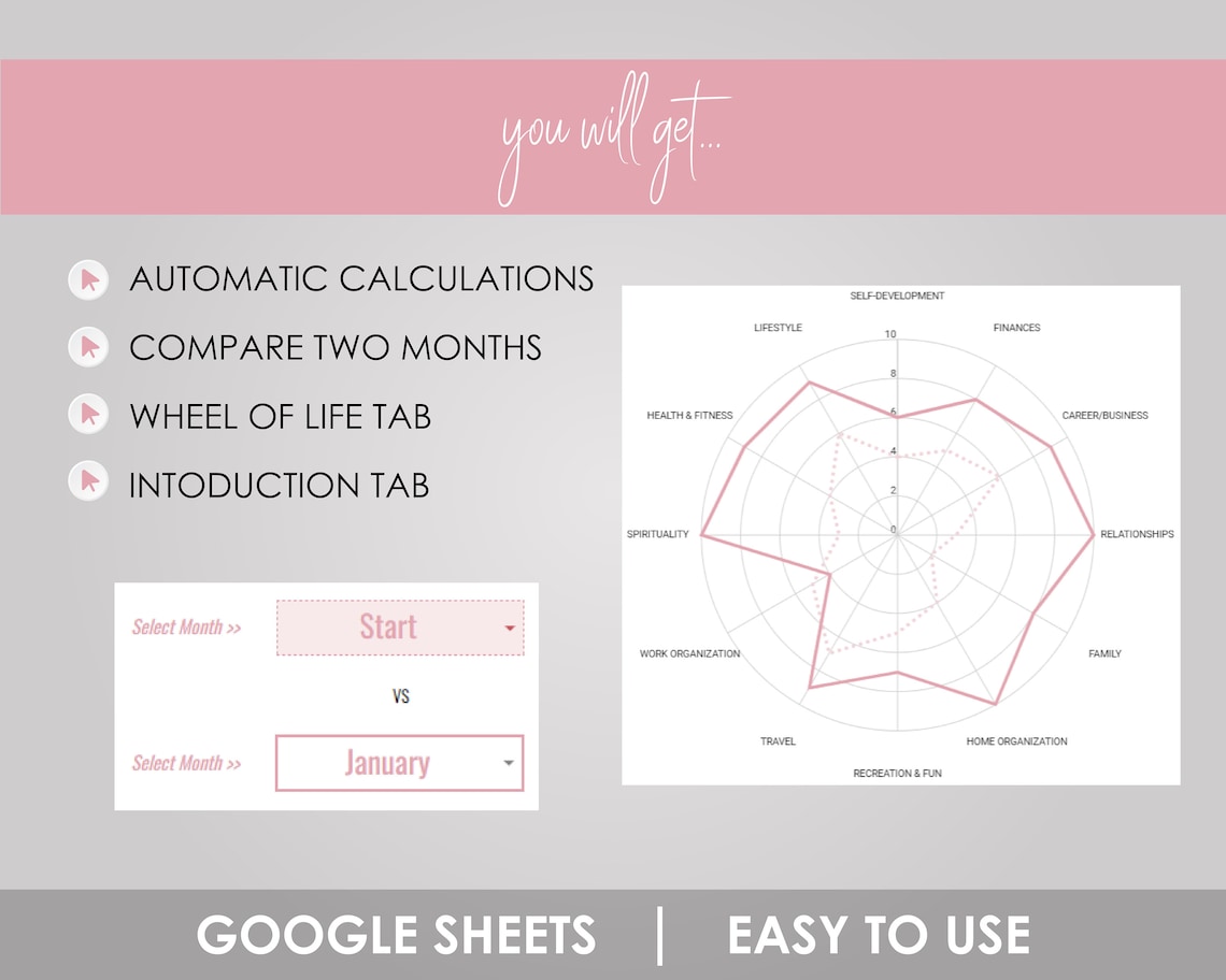 Wheel of Life Worksheet Template Life Balance Wheel - Etsy