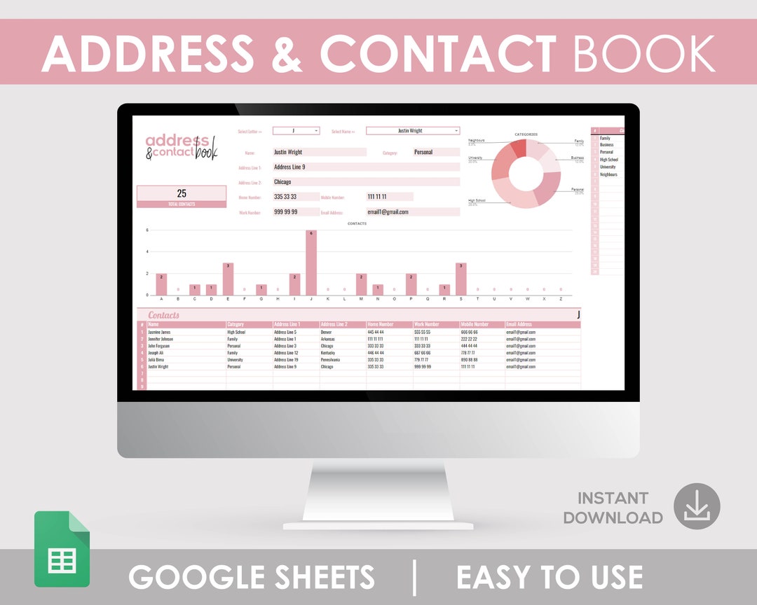 Contact List Planner, Client List Planner, Email List Planner, Address ...